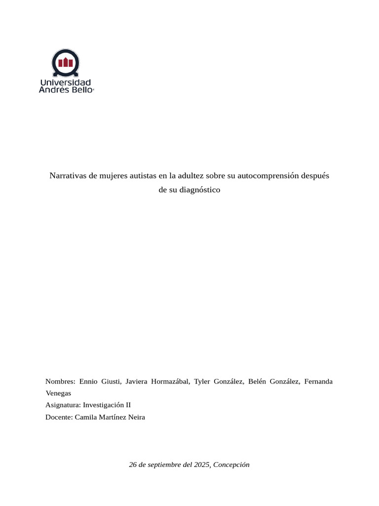 G1 - Autismo y Autocomprensión (R) | PDF | Autismo | Trastorno mental
