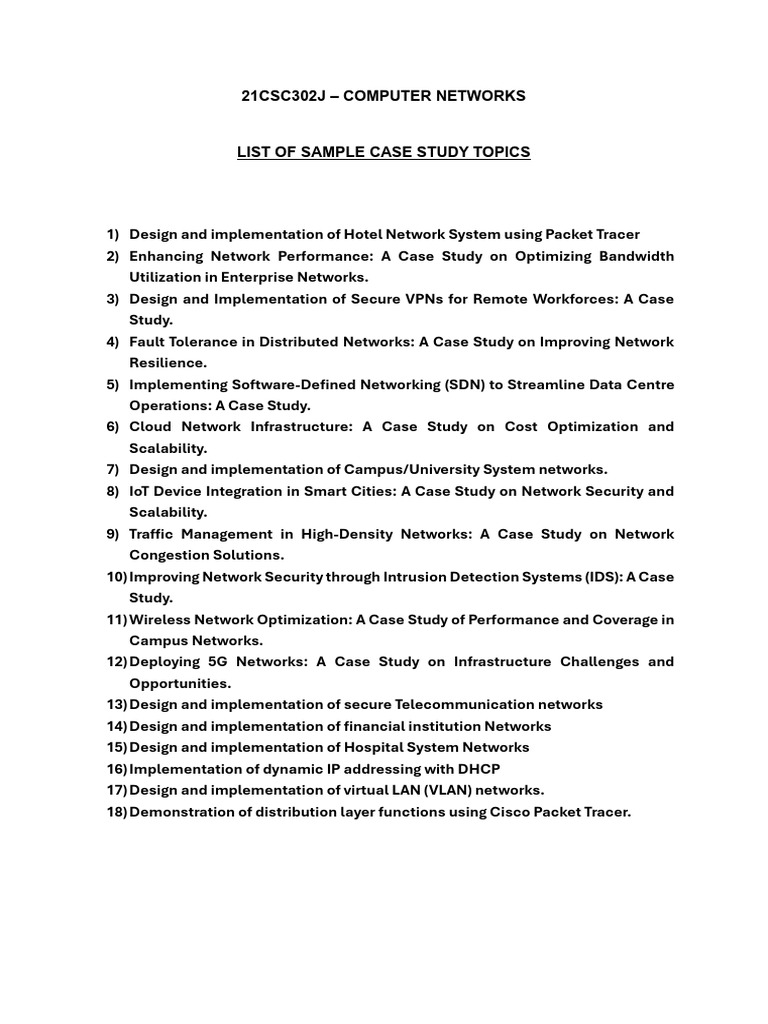 Case Study Topics | PDF
