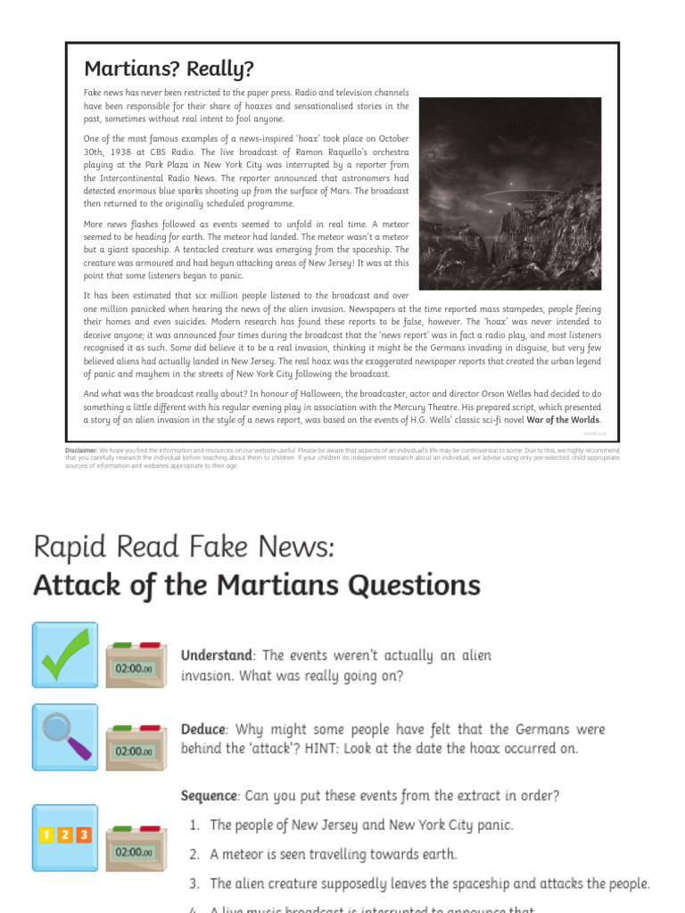 Attack of the Aliens Rapid Read Cards MA | PDF | The War Of The Worlds ...