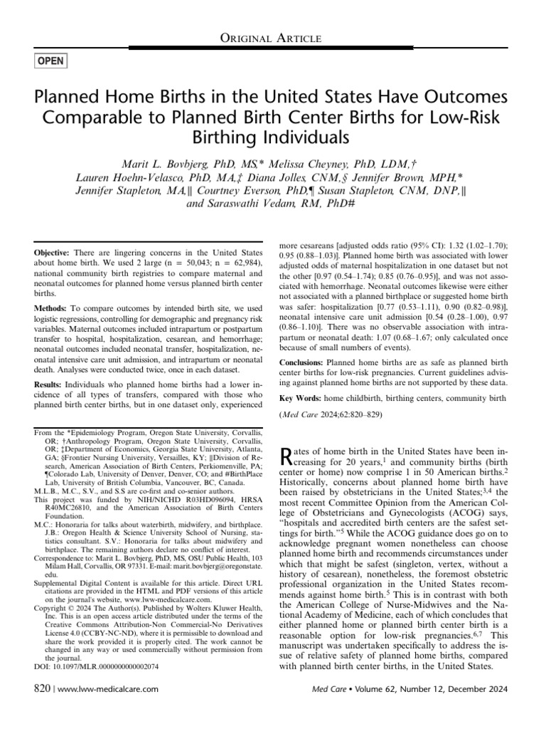 2024planned Home Births in The United States Have.7 | PDF | Childbirth ...