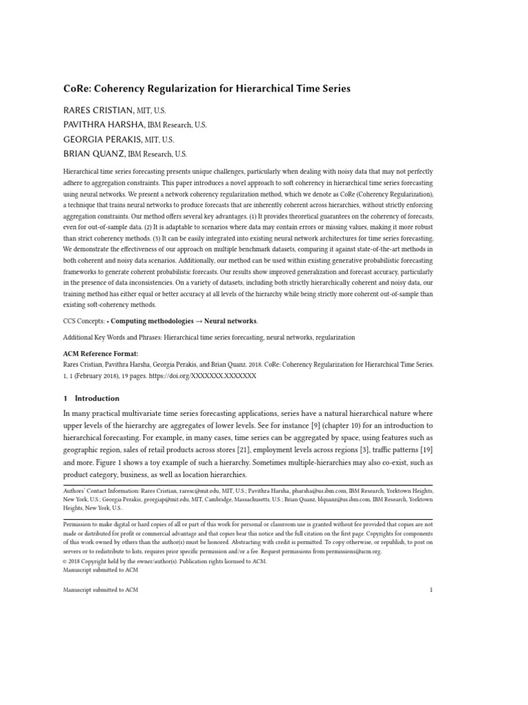 CoRe: Hierarchical Time Series Forecasting | PDF | Forecasting | Mean ...