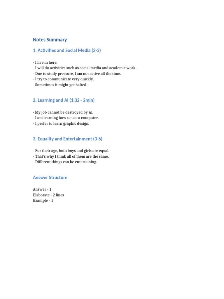 Notes Summary | PDF