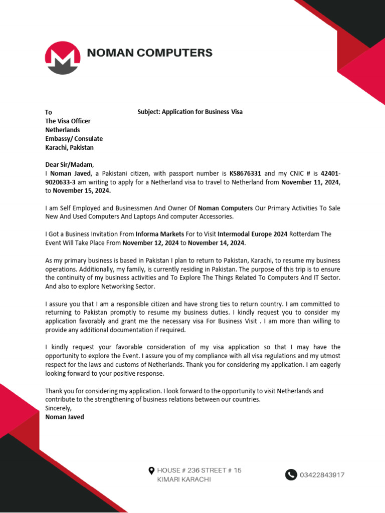 Noman Cover Letter Ok | PDF