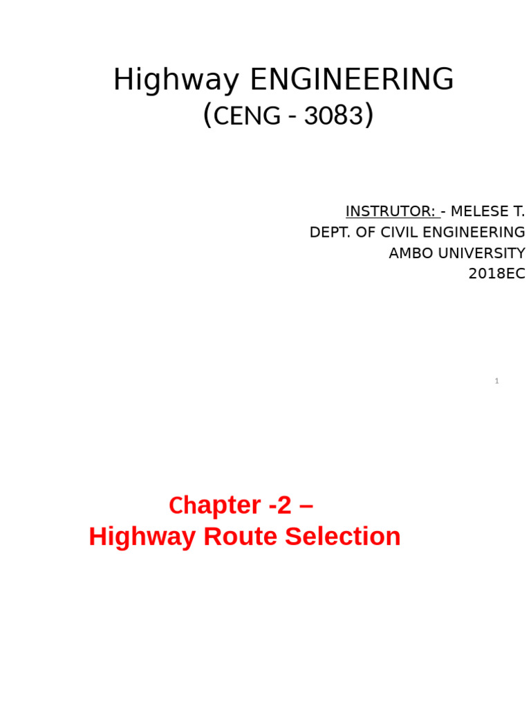 Ch - 2 HW Route Selesction | PDF | Road | Topography