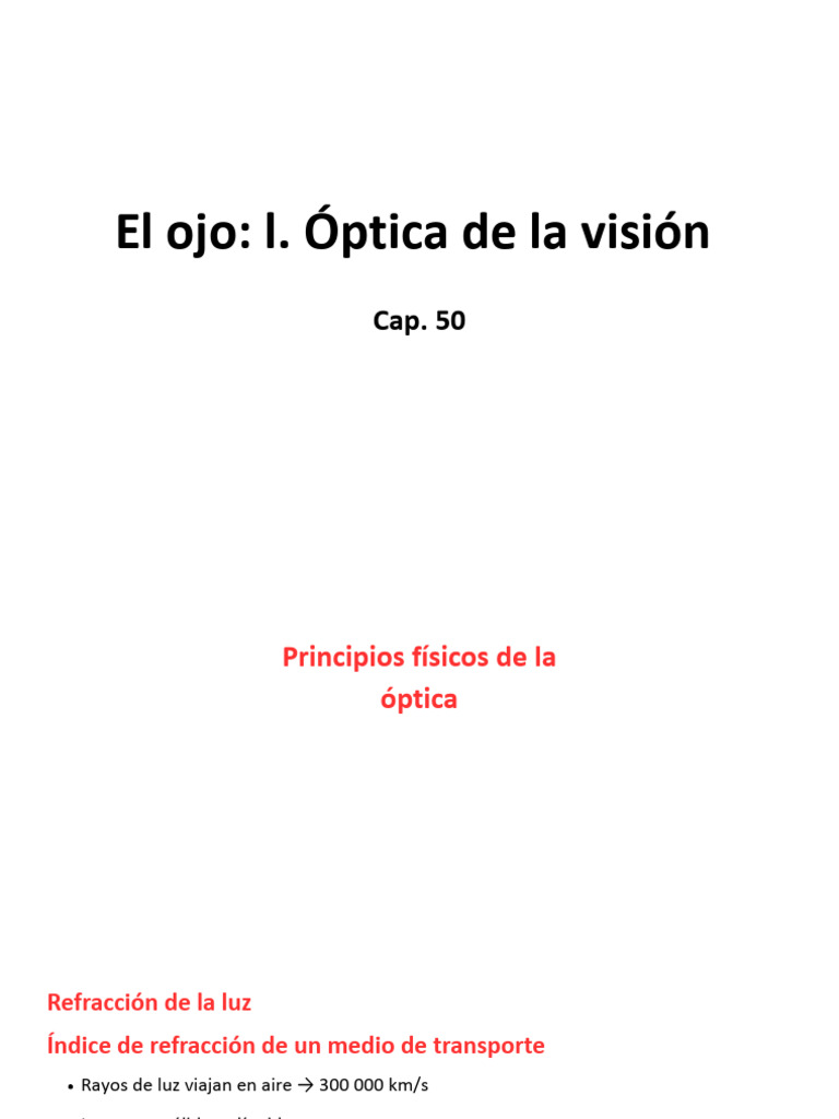 Óptica del Ojo: Refracción y Acomodación | PDF | Ojo humano | Miopía