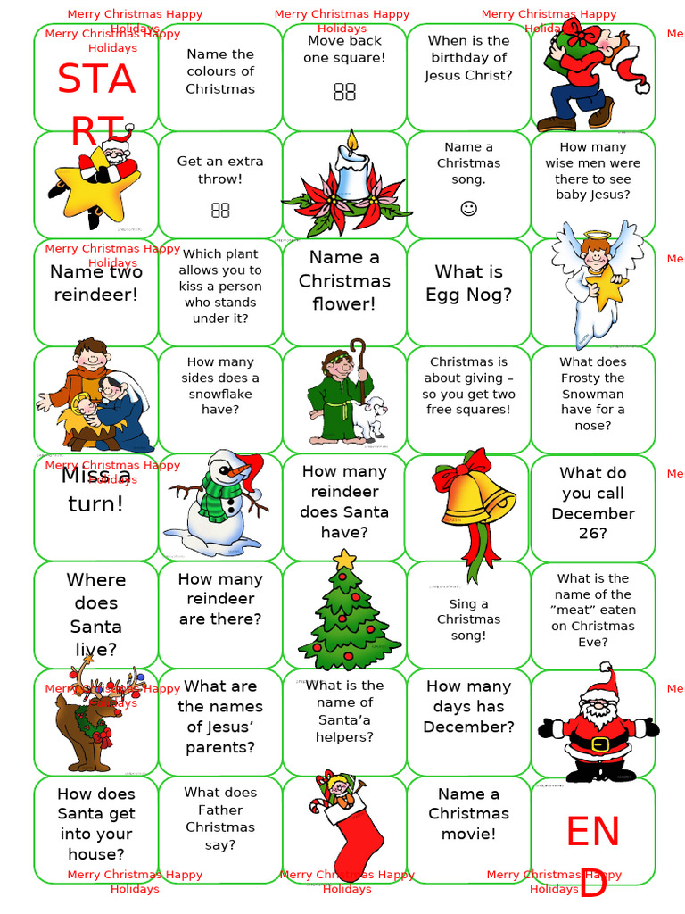 Christmas Board Game Fun Activities Games Games Oneonone Activities War ...