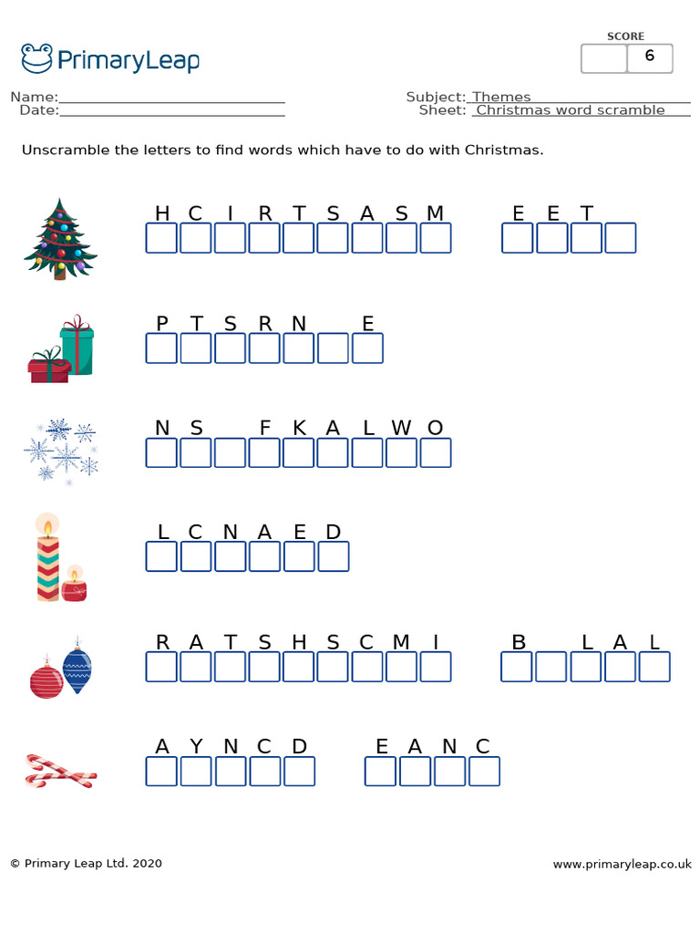 Christmas Word Scramble Grammar Drills Reading Comprehension Exercises ...