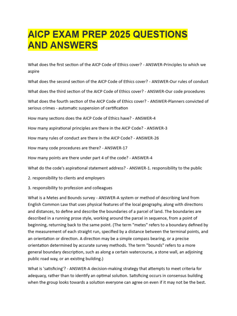 Aicp Exam Prep 2025 Questions and Answers | PDF | Superfund | National ...