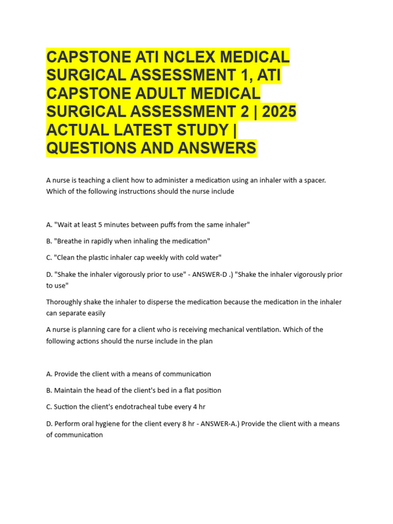 ATI Medical Surgical Assessment Guide | PDF | Heart Failure | Colonoscopy