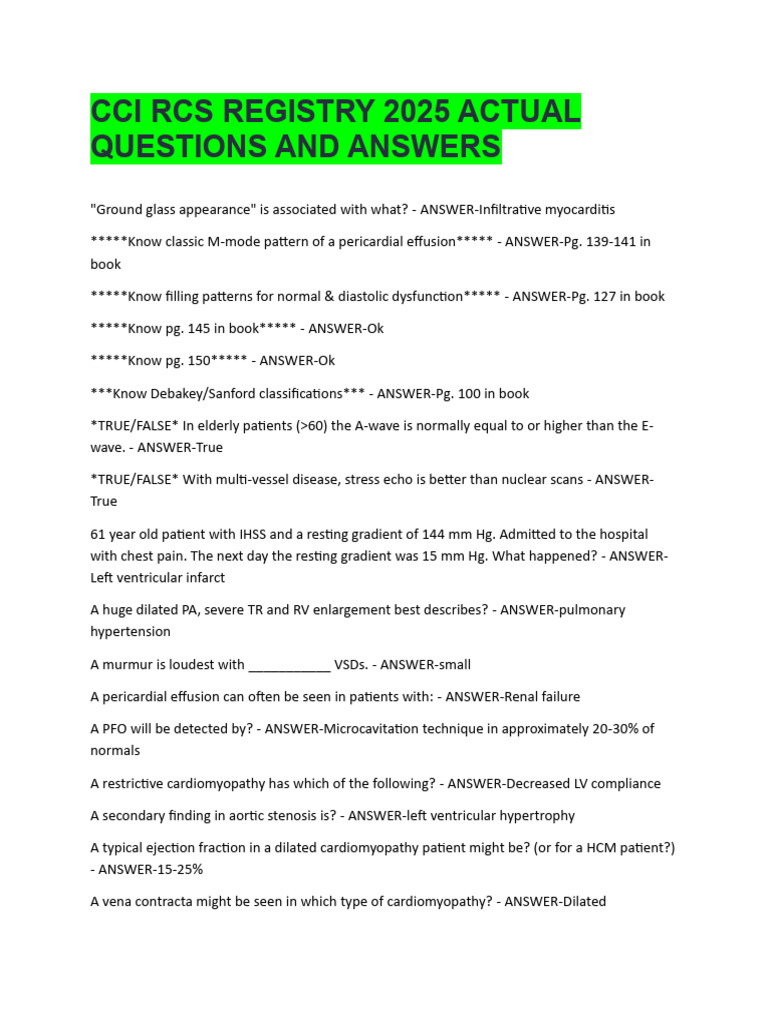 CCI RCS Registry 2025 Q&A Guide | PDF | Heart | Heart Valve