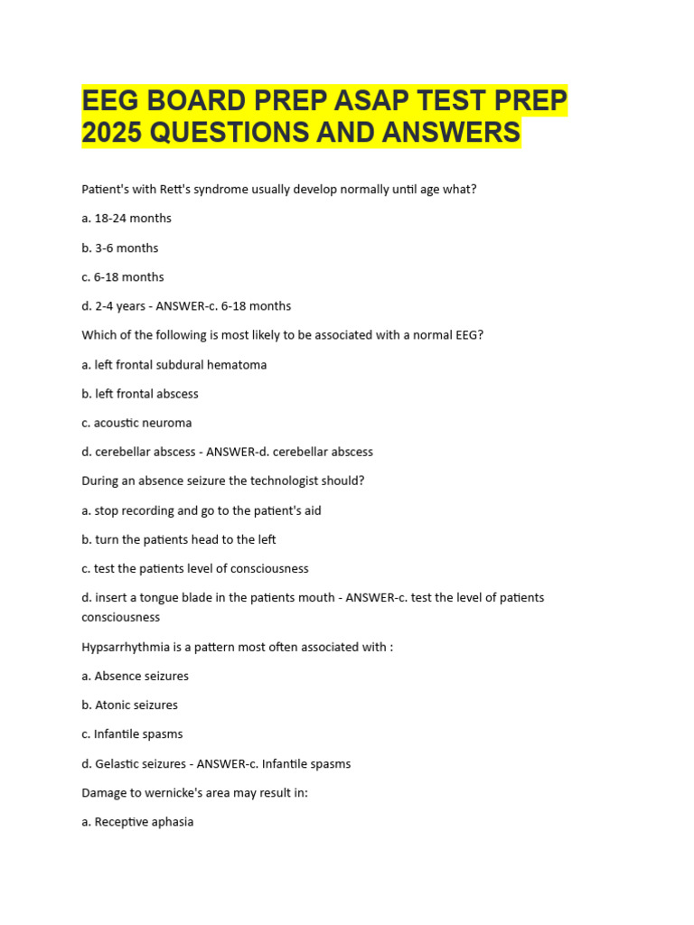 EEG Board Prep: 2025 Q&A Guide | PDF | Electroencephalography | Amplifier