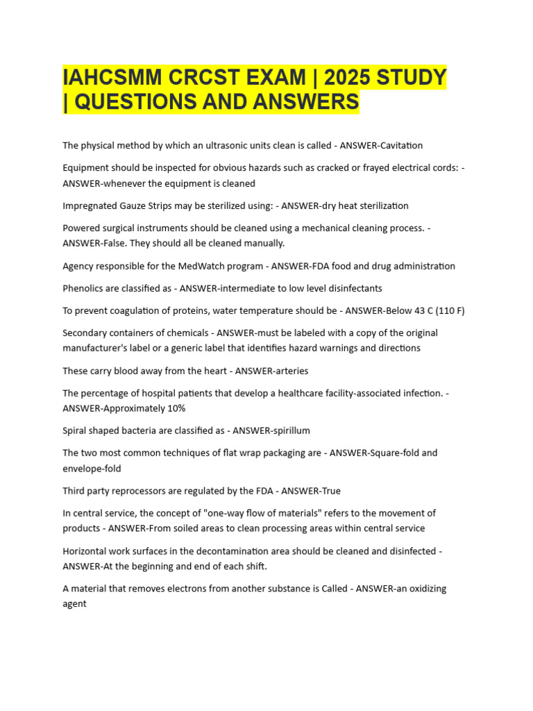 Iahcsmm Crcst Exam | PDF | Sterilization (Microbiology)