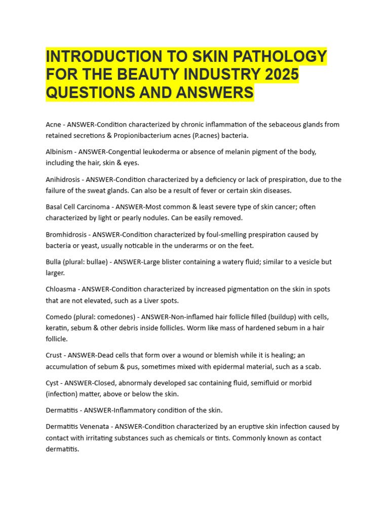 Skin Pathology Guide for Beauty Professionals | PDF | Skin | Dermatitis