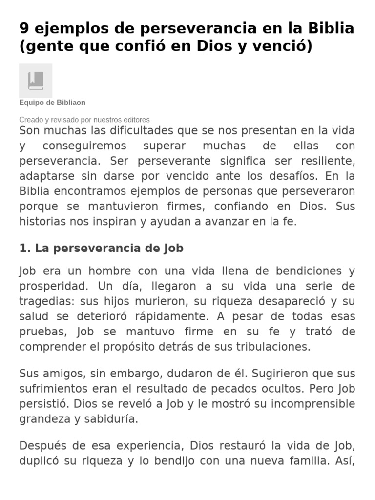 Ejemplos de perseverancia bíblica | PDF | Libro de rut | Moisés