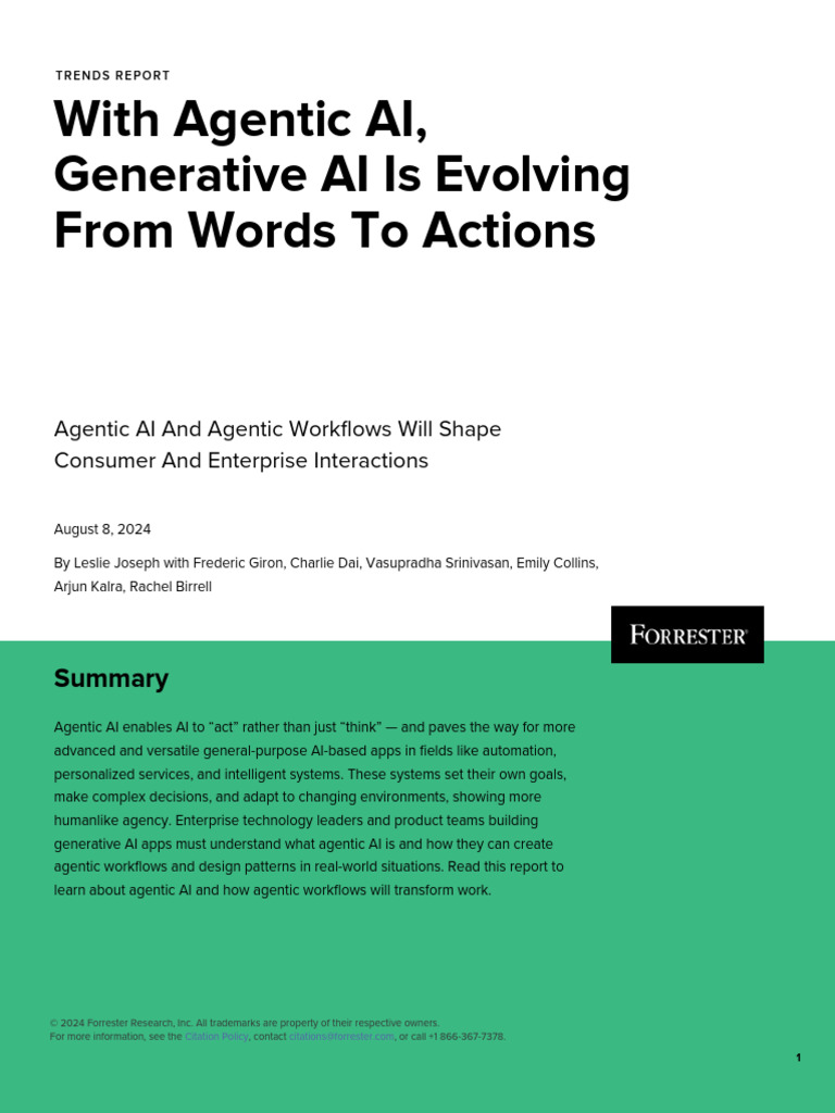 With Agentic AI, Generative AI Is Evolving From Words To Actions | PDF | Artificial Intelligence ...
