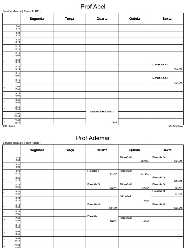 Horário Professores 2025-10-13 | PDF | Matemática
