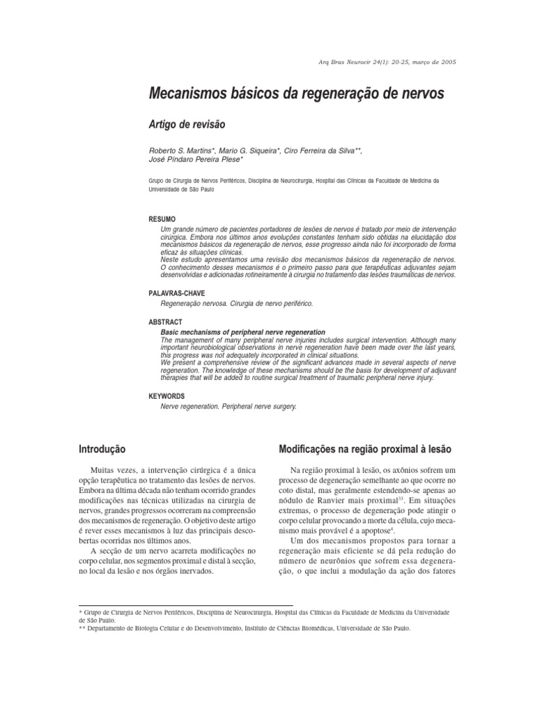 Mecanismos de Regeneração Nervosa | PDF | Célula (Biologia) | Biologia ...