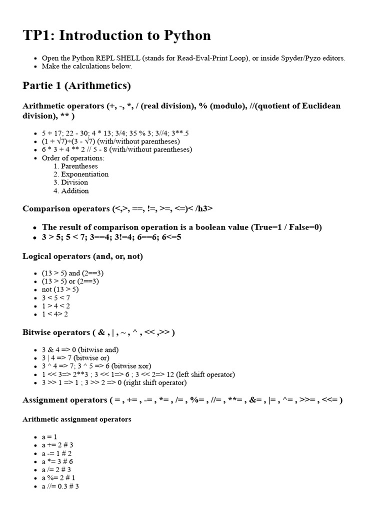 TP1_ Introduction to Python (1) | PDF | Number Theory | Computer Programming