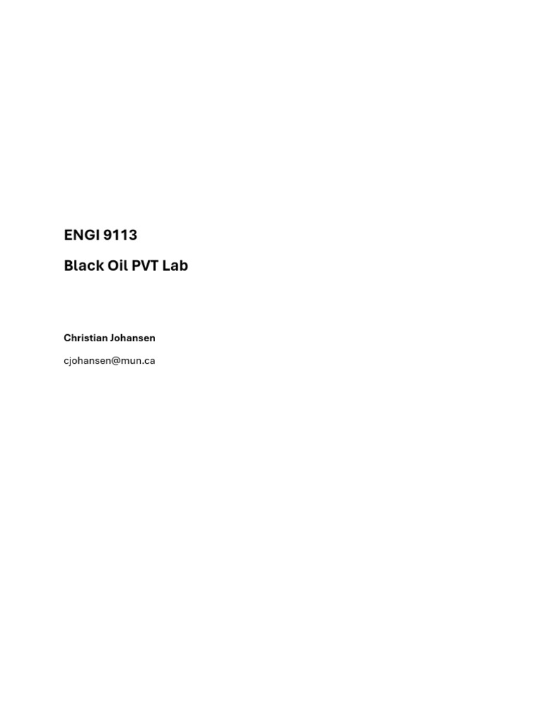 ENGI 9113 - Black Oil PVT Lab - Requirements | PDF | Viscosity | Pressure