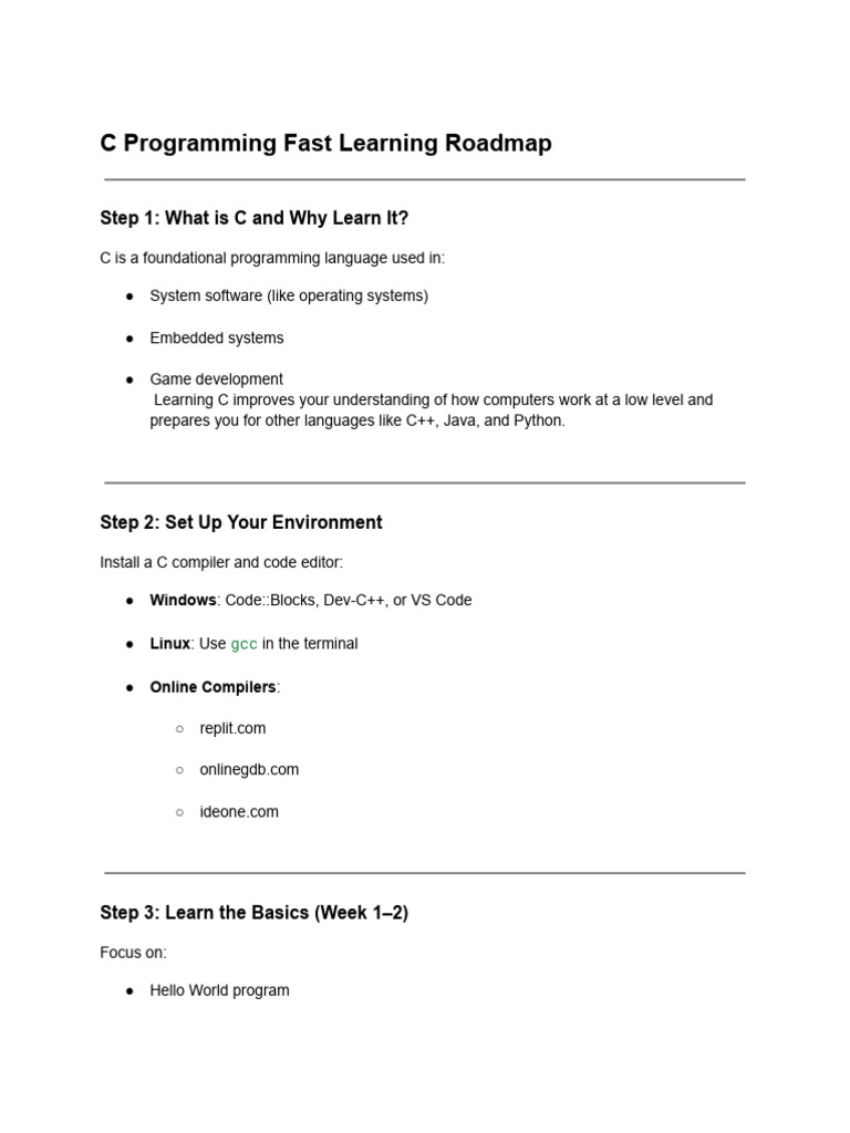 C Programming Fast Learning Guide | PDF