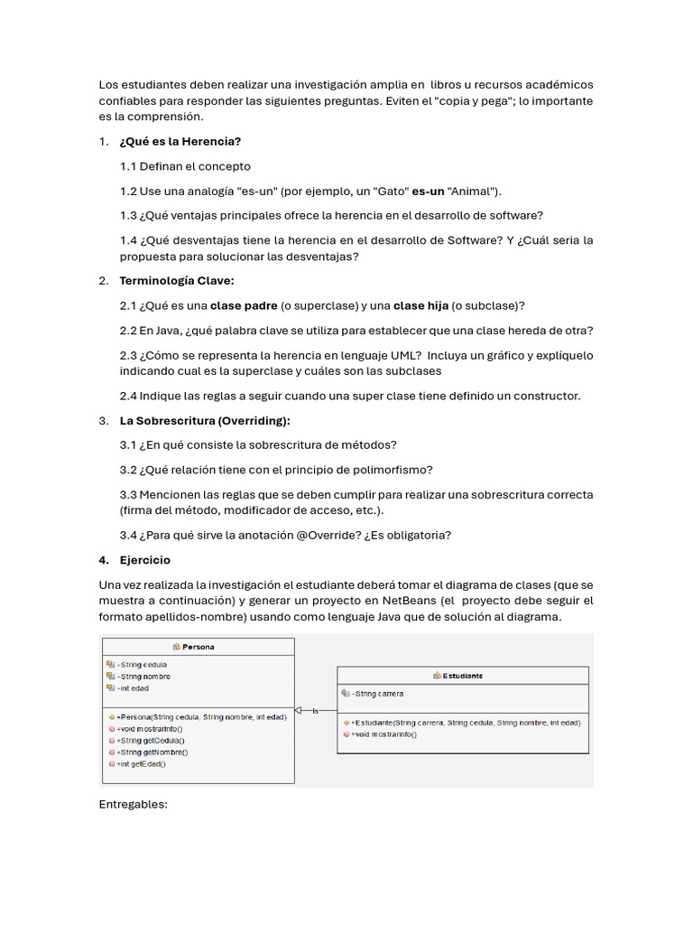 Guía de Herencia en Java para Estudiantes | PDF