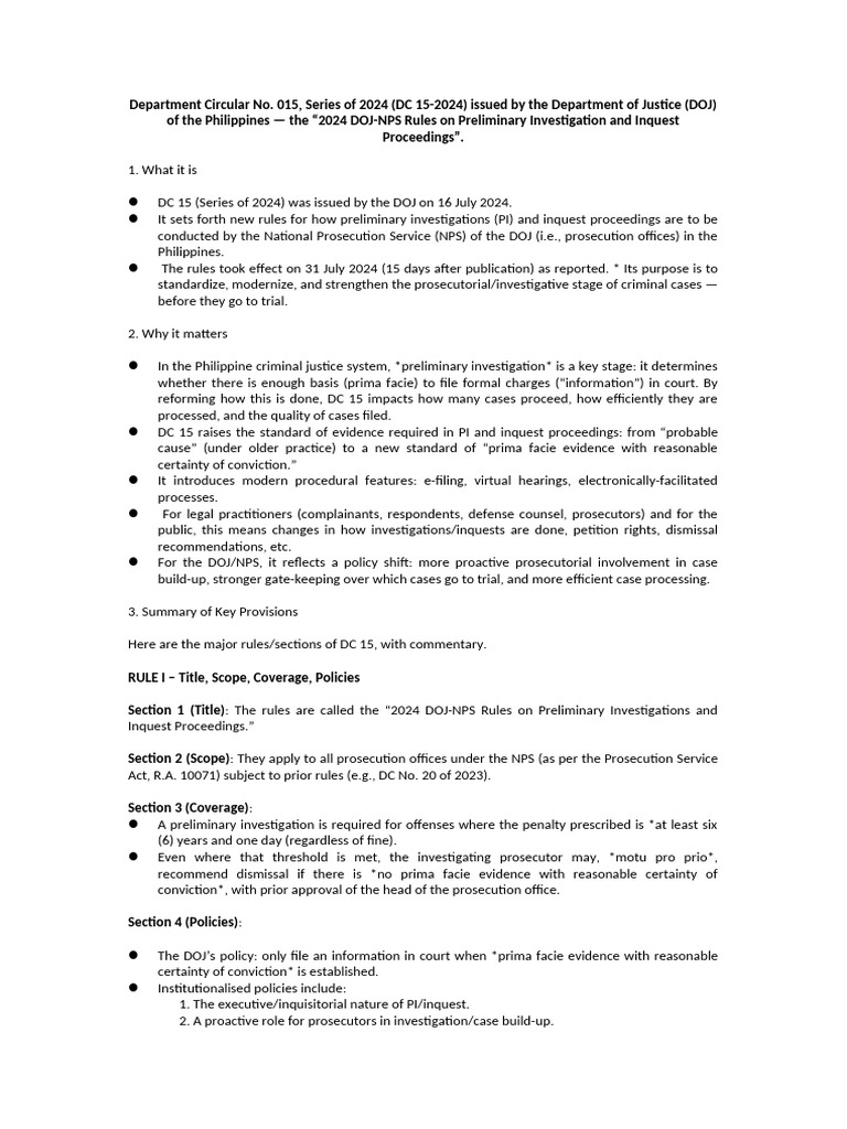 2024 DOJ-NPS Rules on Investigations | PDF | Prosecutor | Burden Of ...