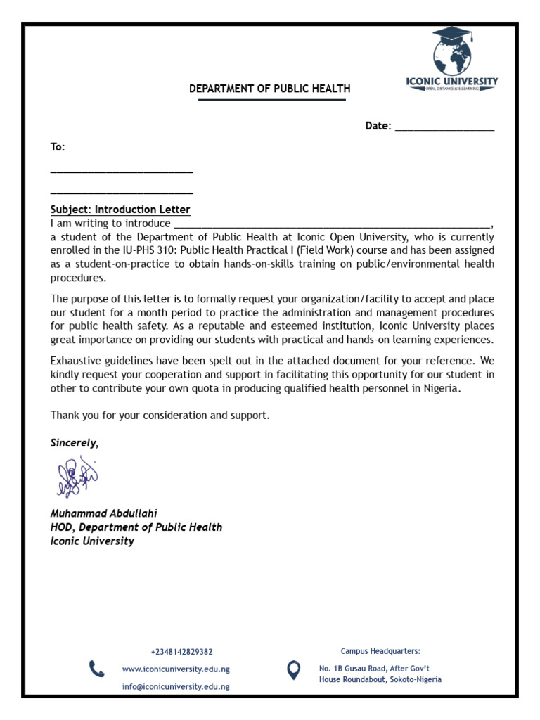 Letter - IU-PHS 310 - Practicum Fall Semester 2025 | PDF