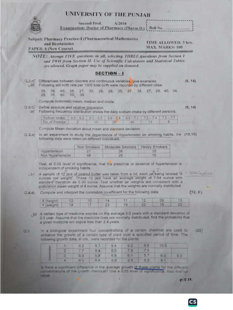 All Math Stat past ppr solved BY Aleesha, Rida And Muneeb 2016-2023 | PDF