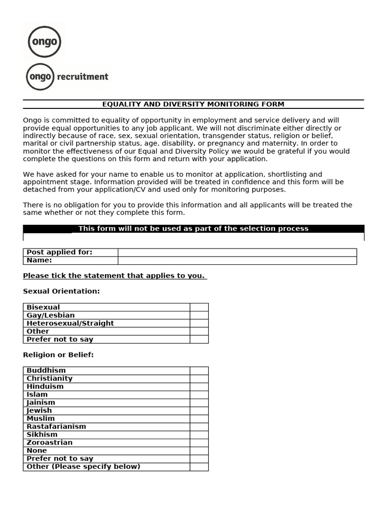 EDI Monitoring Form | PDF | Heterosexuality | Sexual Orientation