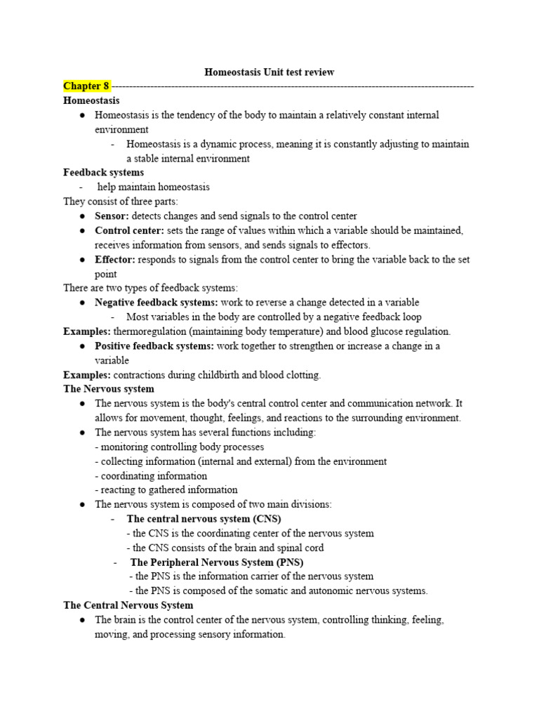 Homeostasis Unit Test Review | PDF | Action Potential | Menstrual Cycle
