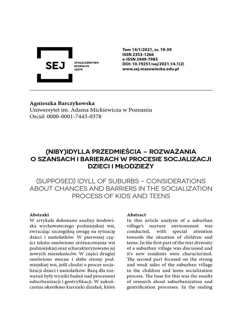 Niby Idylla Przedmieścia Rozważani | PDF