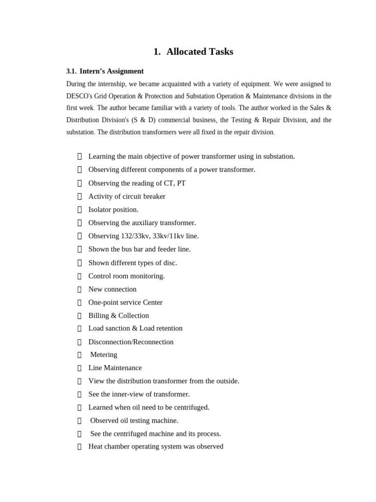 Substation Operations Internship Overview | PDF | Electric Power ...