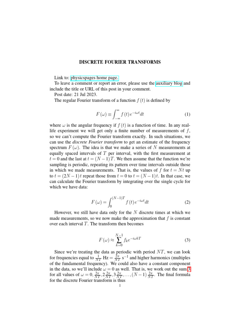 Discrete Fourier Transforms | PDF | Discrete Fourier Transform | Phonon
