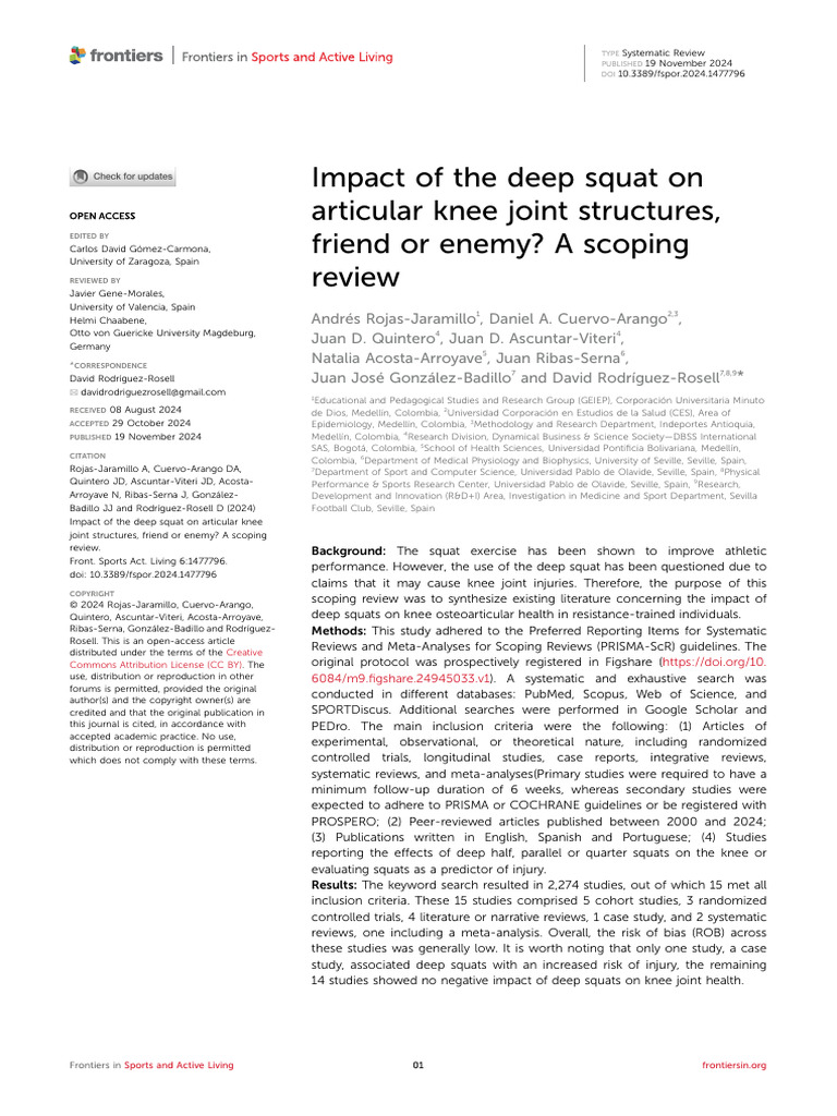 Deep Squats and Knee Health Review | PDF | Systematic Review | Knee