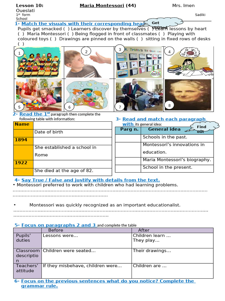 Montessori Education Lesson Plan | PDF | Classroom | Learning