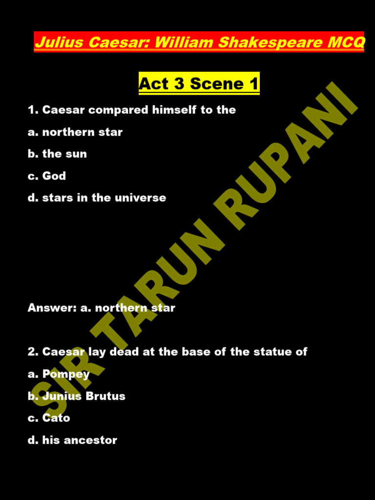 Shakespeare's Julius Caesar MCQ Quiz | PDF | Mark Antony | Augustus