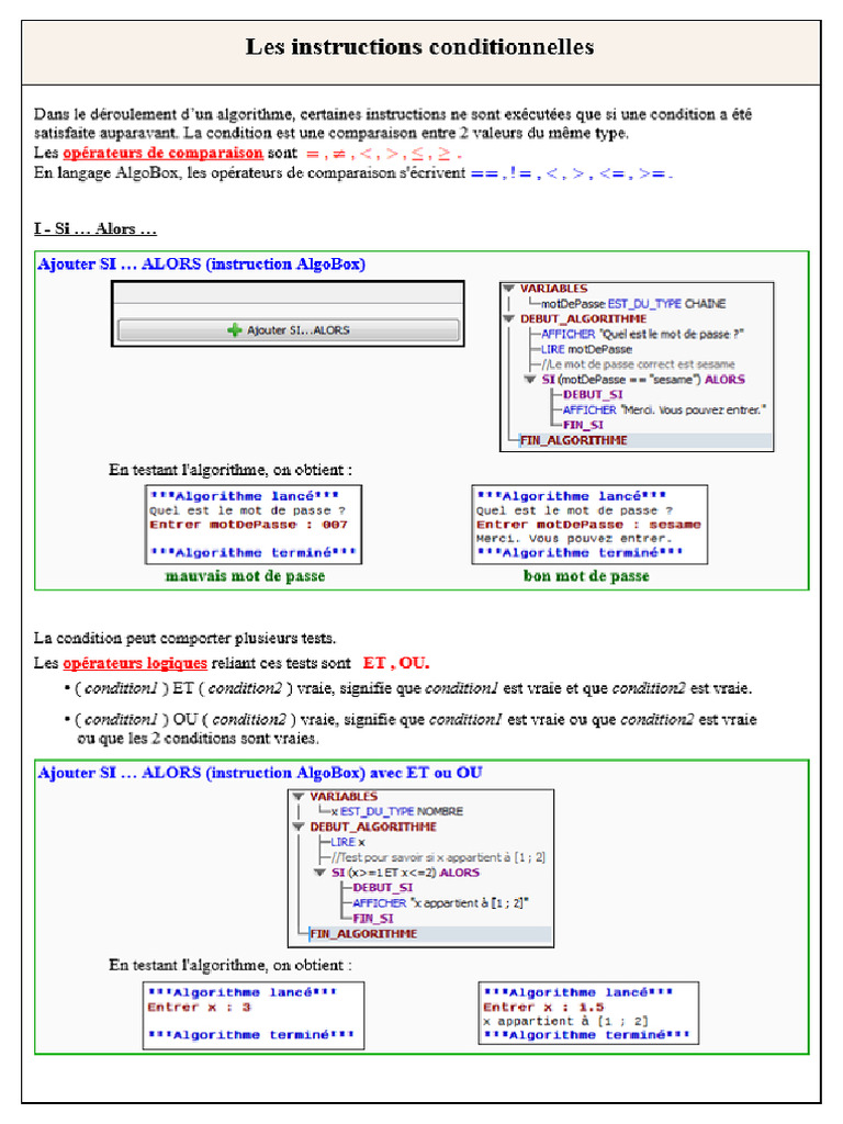 Algorithme Si Alors.pdf | PDF