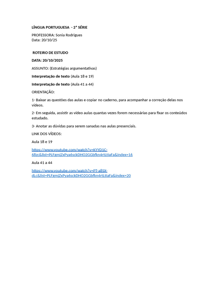LÍNGUA PORTUGUESA - Estratégias de Leitura e Int. de Texto - Roteiro de ...