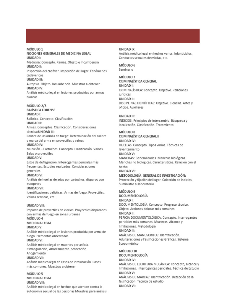 Maestría en Medicina Legal y Forense | PDF | Ciencia forense | Armas de ...