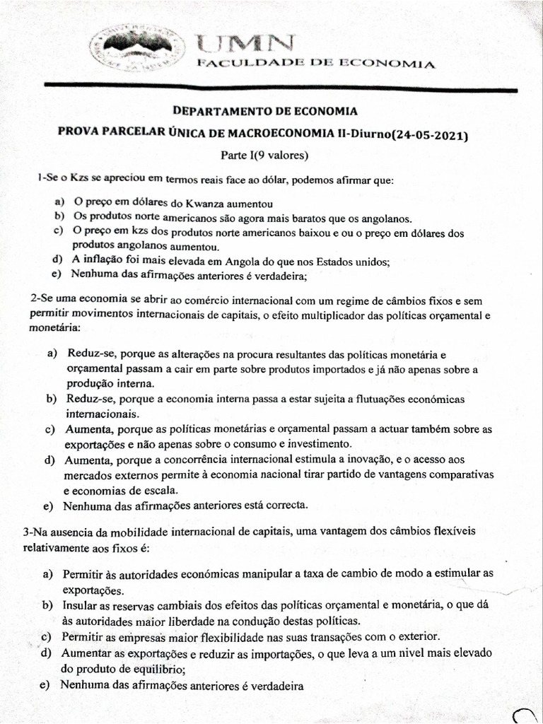 2ªs Provas de Macro II | PDF