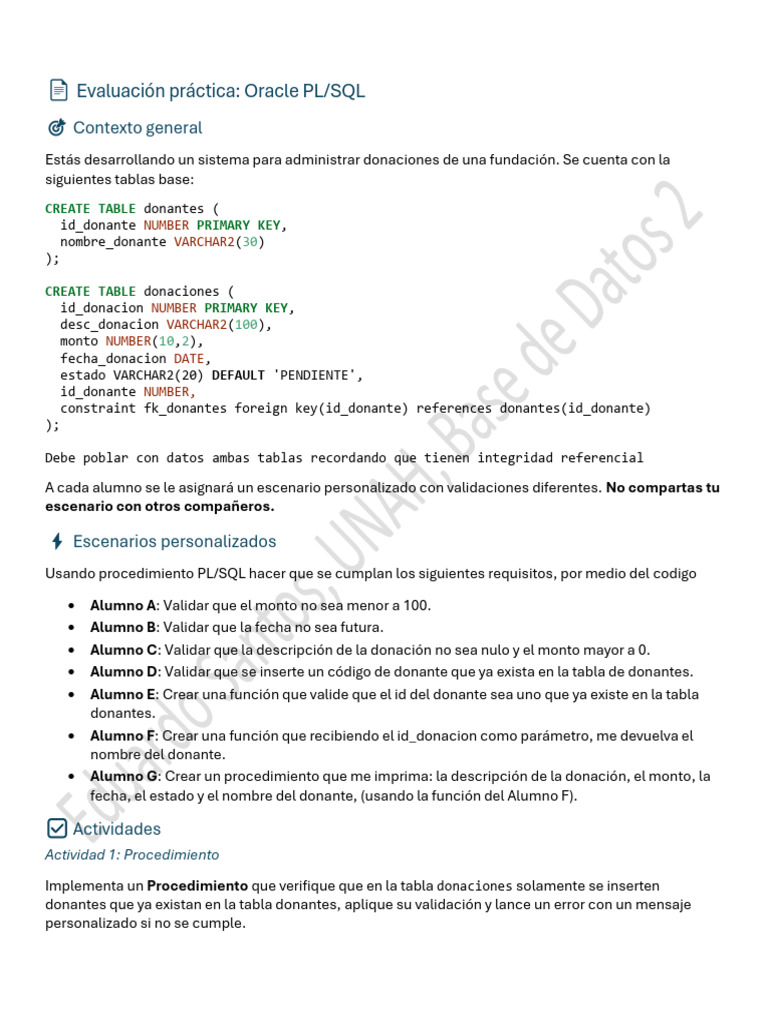 Evaluacion Grupo 1 Practicas PLSQL | PDF | Pl / Sql | Programación de computadoras
