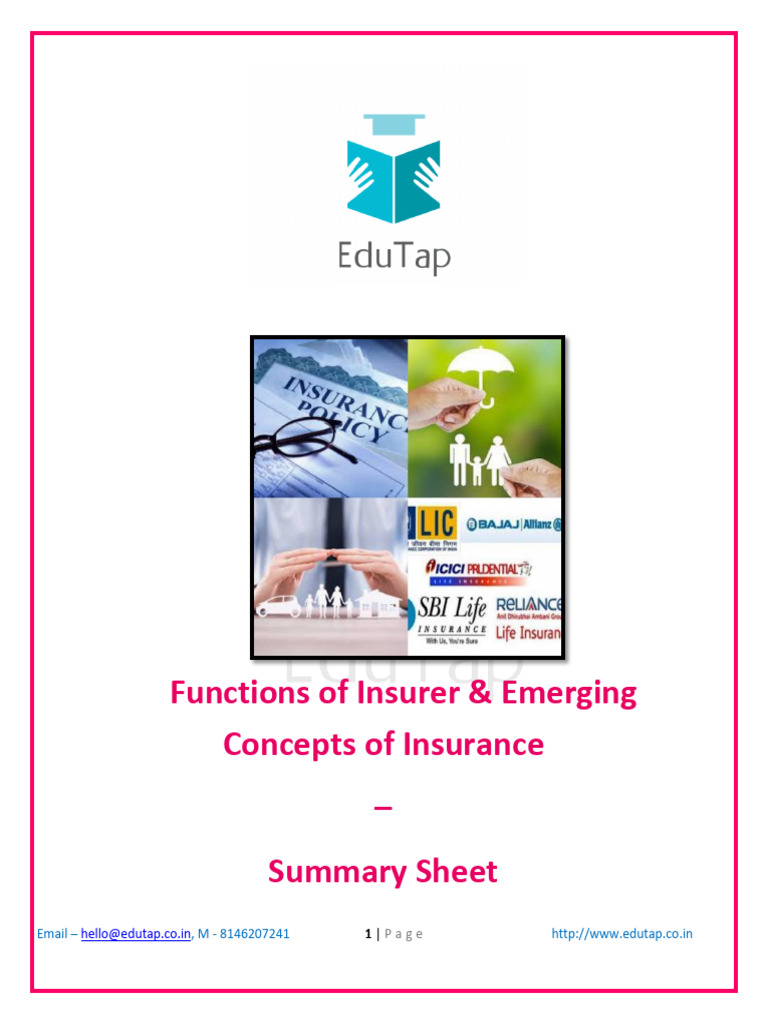 Functions of Insurer in Insurance | PDF | Insurance | Underwriting
