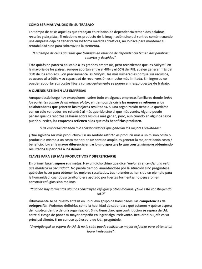 Cómo ser más valioso en su trabajo | PDF | Las emociones | Inteligencia ...