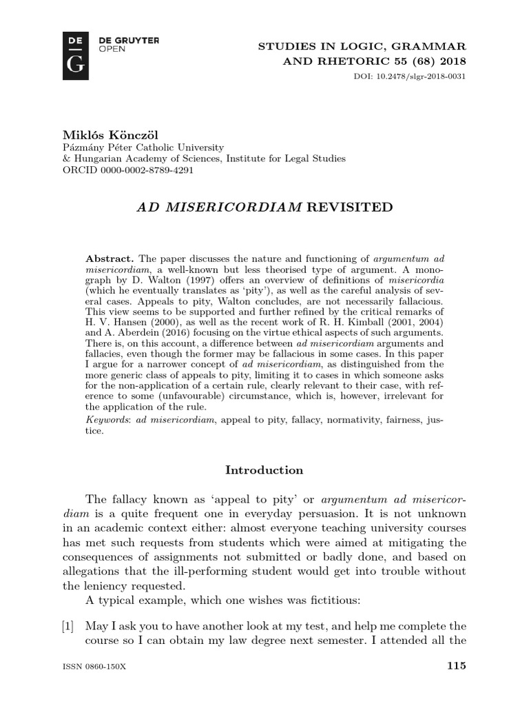 Understanding Argumentum ad Misericordiam | PDF