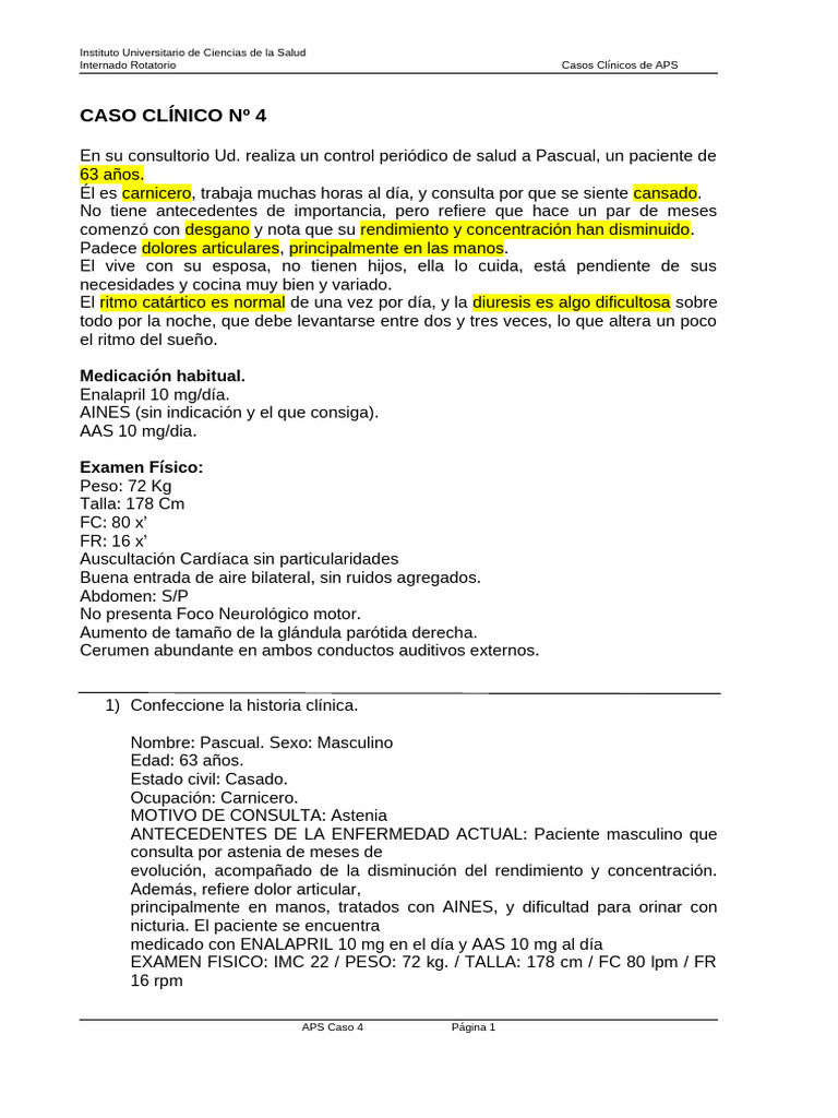 Caso 4 de APS (1) | PDF | Especialidades Medicas | Medicina