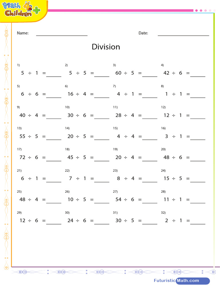 Division Sheet 1 Worksheet | PDF