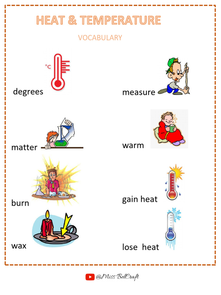 Heat and Temperature Vocabulary Worksheet | PDF