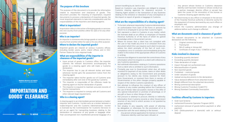 Importation and Goods Clearance Guide | PDF | Customs | Business