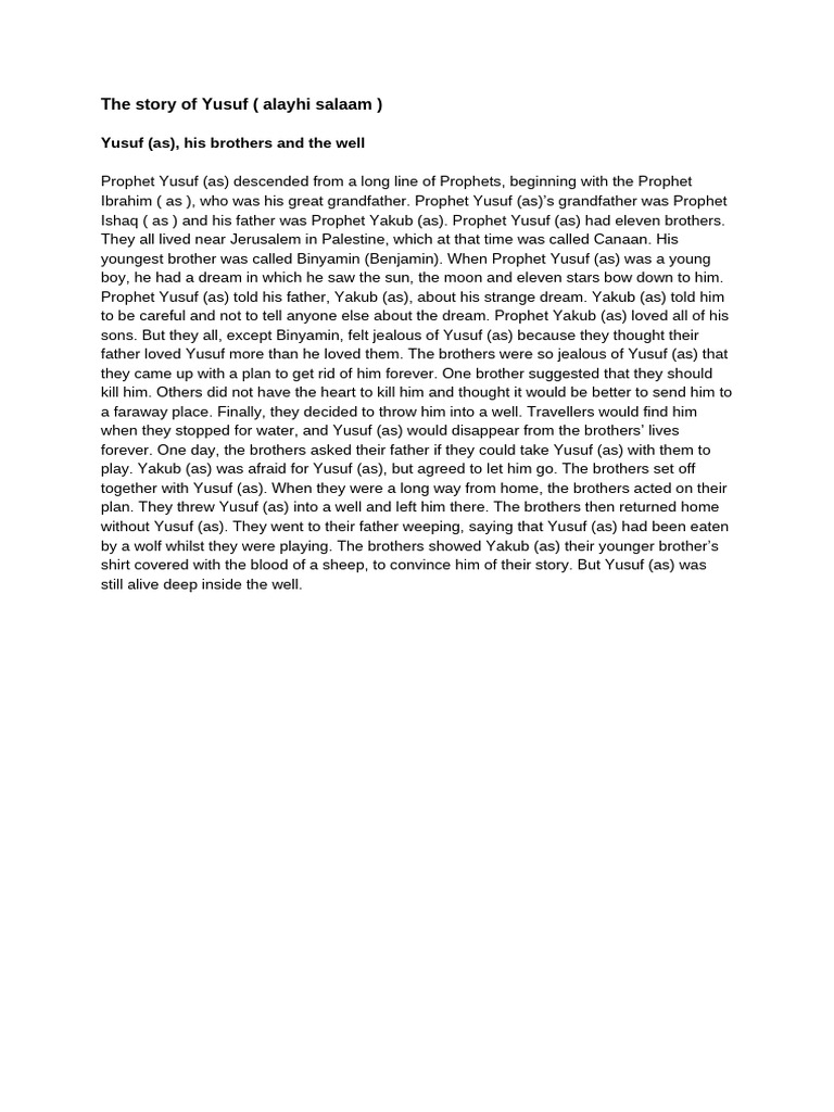 The Story of Prophet Yusuf (as) | PDF