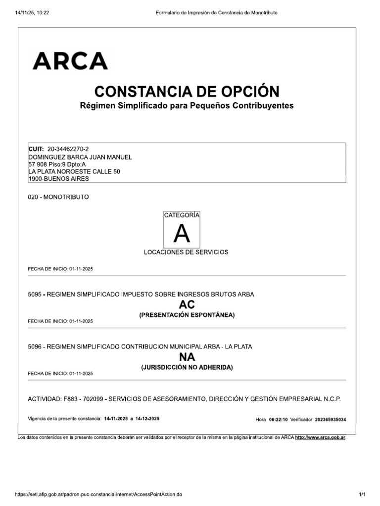 Constancia Inscripcion AFIP | PDF